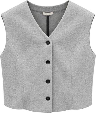 Liviana Conti Gilet en tissu cachemire l&eacute;ger et laine m&eacute;rinos - Femme - Vestes - Gris - Taille: 40 FR