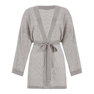 D.exterior Femme, Pulls, Gris, Taille: 38 FR Metallic-thread Belted Cardigan