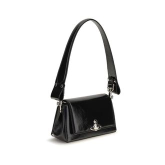 Vivienne Westwood Hazel Calfskin Leather Shoulder Bag - Black