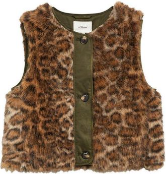 s.Oliver Outdoorjacke Outdoor-Weste Weste in Leo-Felloptik