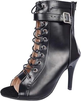 Generic Chaussures de Danse féminines élégantes à Talons Hauts avec Bout Ouvert pour Spectacle et soirée Confortable et Respirante (b-Black, 36)