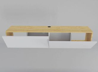 Les Tendances Meuble TV suspendu 2 portes battantes Doky 160cm-Couleur Marron clair