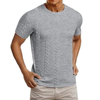 Generic T-shirt d&eacute;contract&eacute; &agrave; manches courtes pour homme avec col rond et design jacquard. T-shirt d&eacute;t&eacute; confortable pour la vie quotidienne, la maison, les so