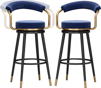 Generic Samt-Barhocker, Thekenh&ouml;he, 360&deg; drehbare Barhocker mit R&uuml;cken- und Fu&szlig;st&uuml;tze, K&uuml;chen-, Pub-, Caf&eacute;-, ESS- und K&uuml;cheninsel-Barhocker, 136 kg