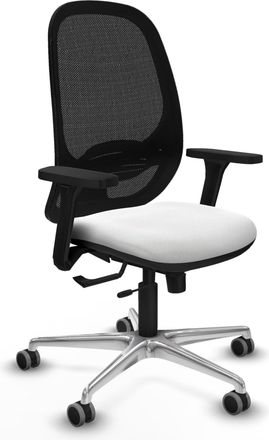 Piqueras y Crespo Wei&szlig;er Computerstuhl mit 3D-Armen, h&ouml;henverstellbare Lendenwirbelst&uuml;tze, ausgestattet mit Syncro/Traslack und Schneideschaum, mit Rollen 65 mm, Parket