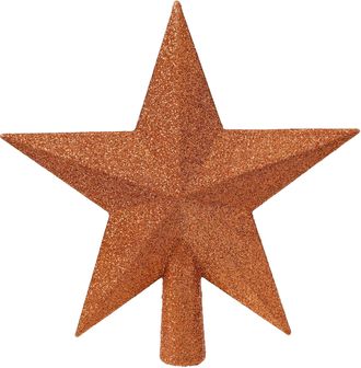 Kaemingk Christbaumspitze Kunststoff 19cm Stern mit Glitzer Weihnachtsbaumspitze - Christbaumschmuck & Weihnachtsbaumschmuck - Warmorange
