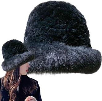 Generic Bonnet de p&ecirc;cheur en fausse fourrure | Bonnet de p&ecirc;cheur dhiver chaud pour femme - Chapeau de p&ecirc;che moelleux et chaud - Bonnet en fausse fourrure conf