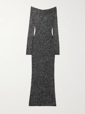 Stella McCartney Schulterfreie Robe Aus Strick Mit Recycelten Fasern Und Pailletten - Silber