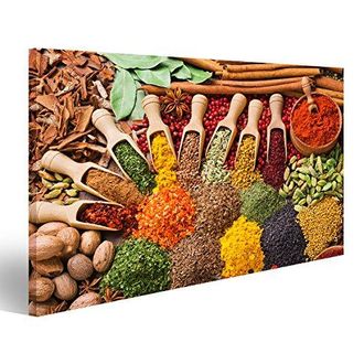 Islandburner Tableau sur toile Composition Diverses &Eacute;pices Herbes Color&eacute;es Pour La Cuisine Cadre Affiche Poster Murale Tableaux