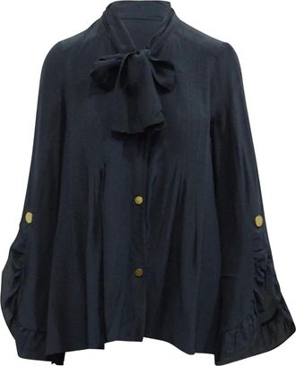 Peter Pilotto blouse à col lavallière - Bleu