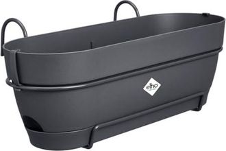 ELHO Vibia Campana Balkonkasten Allin1 50 mit Wasserreservoir - Blumentopf Balkongel&auml;nder - 100% recyceltes Plastik - &Oslash; 50.4 x H 17.7 cm - Schwarz/Anthrazi