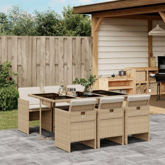 vidaXL Vidaxl - Ensemble &agrave; manger de jardin et coussins 7 pcs beige poly rotin