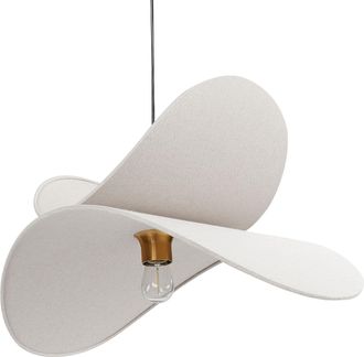 Beliani H&auml;ngelampe Leinen Stoffschirm hellgrau/gold 1-flammig Gl&uuml;hbirnen-Optik Mascota