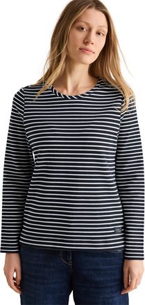 Cecil Damen B322624 Gestreiftes Strukturshirt, Universal Blue, S EU