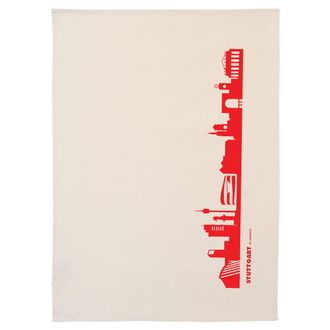 44spaces Stuttgart Skyline Küchentücher Stadt Design rot, 50x70 cm Reine Baumwolle (Bio), Geschirrtücher für Stuttgarter & Schwaben Fans, Geschenkidee Geburtst