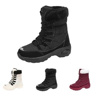 Generic Bottes de neige pour femme - Doublées - En peluche chaude et moelleuse - Antidérapantes - Semelles robustes - Chaudes et confortables - Pour lhiver - 