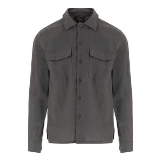 Vince Homme, Chemises, Gris, Taille: XL Linen Garage Shirt