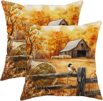 Generic Herbstmeisenvogel Sofakissen Atmungsaktiv Dekokissen Weich Kissenbezug F&uuml;r Hotel Heimdekoration B&uuml;ro 45X45Cm 2Er Set