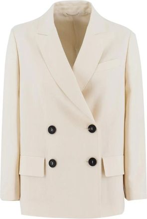 Brunello Cucinelli Femme, Vestes, Blanc, Taille: 40 FR Blazer crois&eacute;