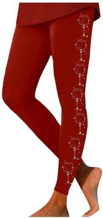 Generic Legging de No&euml;l pour femme, legging de compression taille haute, pantalon dentra&icirc;nement de No&euml;l, pantalon de yoga, pantalon de sport pour femme, rouge