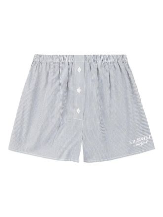 Sporty & Rich Gestreifte Lounge-Shorts - Gr&uuml;n