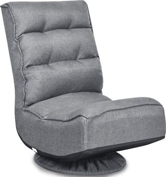 Costway Costway - Bodenstuhl 360&deg;drehbar, mit 5-Fach Verstellbarer R&uuml;ckenlehne, bis 120kg, Bodensessel, Lazy Sofa Schwarz
