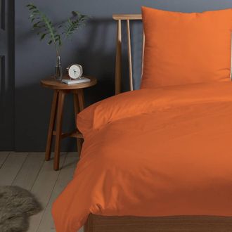 Pizuna 400 Fadenzahl aus Baumwolle Bettw&auml;sche Verbrannt Orange, 100% Langstaple Baumwolle Bettbezug und Kissenbezug, 100% Baumwolle Mako Satin 2-Teilig Bettw