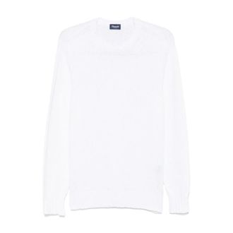 Drumohr Wei&szlig;er Rippstrick-Crew-Neck-Pullover - - Knitwear - Herren - Wei&szlig; - 2XL