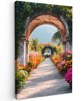 MuchoWow © Wandbilder Groß 80x120 cm XXL Schlafzimmer Home Deko Wohnung Bild Wohnzimmer Fotoleinwand Wand Bilder Leinwand Wall Decor Fensterblick - Tropisch - 