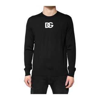 Dolce & Gabbana Homme, Pulls, Noir, Taille: L Pull ras du cou en laine
