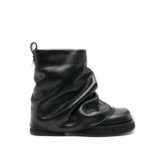 The Attico Schwarze Lederstiefel mit eckiger Spitze - - Shoes - Damen - Schwarzk - 37 EU