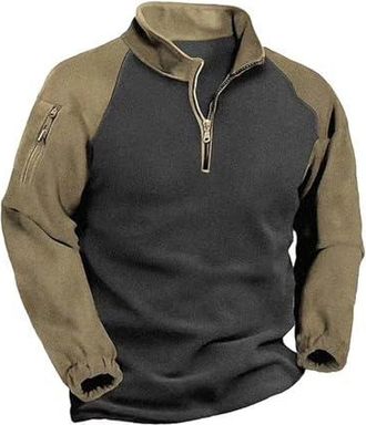 Generic Sweat-shirts en polaire pour homme | Chandail en molleton à fermeture éclair quart | Sweatshirts tactiques dextérieur sans capuche | Vestes de combat 