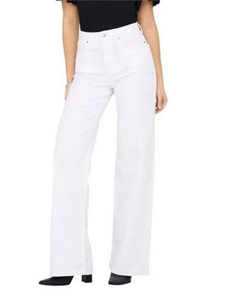 Only Only Jeans ONLMADISON pour Femme &agrave; Jambes Larges - Taille Haute - Coupe Large, Blanc., L / 32L