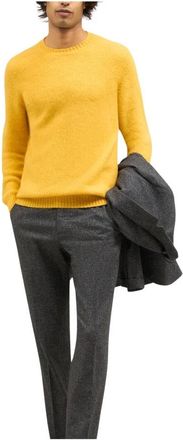Boglioli Homme, Pulls, Jaune, Taille: S Brushed Wool Cashmere Crewneck