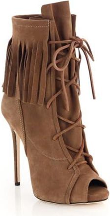 Generic Bottines à Talons Aiguilles et Bout Ouvert pour Femmes, Chaussures de Soirée Sexy à Lacets Talons Hauts Bottines Courtes élégantes à Pompons Décoratio