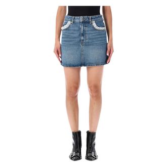 Ganni Rigid Denim Lace Mini Skirt - - Skirts - Damen - Blau - XS