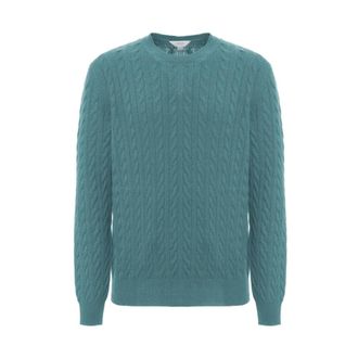 Malo Pullover mit Zopfmuster und Rundhalsausschnitt - - Knitwear - Herren - Blau - M
