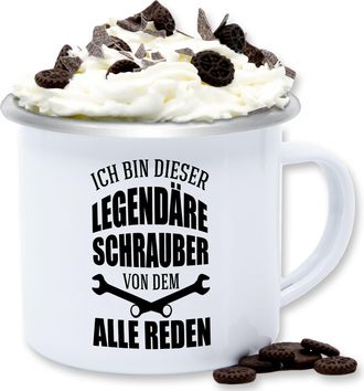 Shirtracer Emaille Tasse Blechtasse - Job & Beruf Geschenk - Ich bin dieser legend&auml;re Schrauber von dem alle reden - 300 ml - Wei&szlig; Silber - arbeit auto schrauben