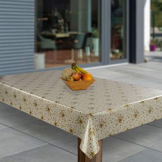 Laro Wachstuch-Tischdecke Abwaschbar Garten-Tischdecke Wachstischdecke PVC Plastik-Tischdecken Eckig Meterware Wasserabweisend Abwischbar, Muster:Sterne Fi