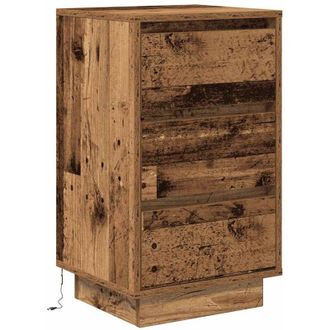 vidaXL Table de chevet avec lumières led vieux bois 38x34x65 cm Vidaxl