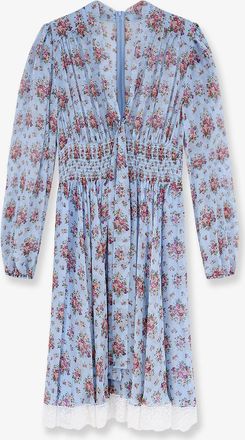 Dolce & Gabbana Long chiffon dress with Stampa Mazzo di Fiori print - DOLCE & GABBANA - gender_Woman