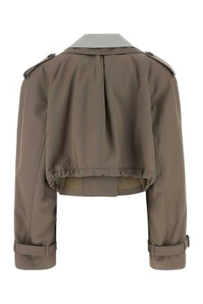 The Attico Womens Dove Grey Gabardine Trench Coat Taupegrey Exterior: Polyester Cotton