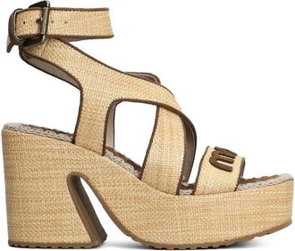 Mou Plateau-Sandalen aus Bast 100mm - Nude