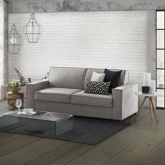 Dmora Talamo Italia - 2-Sitzer festes Sofa Sole, Wohnzimmersofa aus Stoff, schmale Armlehnen, 100 % Made in Italy, 180 x 95 x 90 cm, Grau
