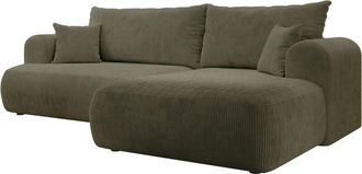 Selsey Selsey Ovo Cord - Ecksofa Schlaffunktion, Bettkasten, Cordstoff, rechts, Olivgr&uuml;n