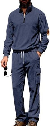 Generic Survêtement 2 pièces pour homme - Ensemble de survêtement tendance, bleu marine, XXL