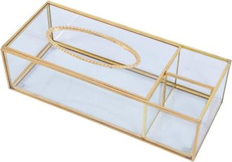 Cabilock Taschentuchbox Aus Glas Und Messing Mit Lederbezug F&uuml;r Aufbewahrung Von Taschent&uuml;chern in Zuhause B&uuml;ros Und Wohnzimmer