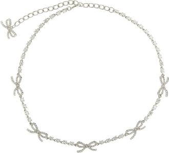 Self Portrait Femme, Accessoires, Gris, Taille: ONE Size Crystal-bow Necklace