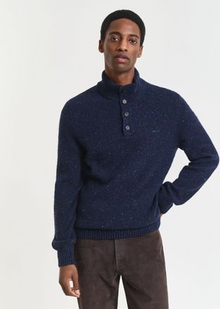 GANT Herren Geknöpfter Wollmix Troyer mit Noppenstruktur (XXXL) EVENING Blau