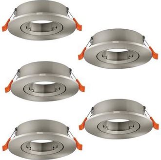 Eglo 5er Set Einbaustrahler Barranco, Spot Deckenleuchte schwenkbar, runder Einbauspot ohne Leuchtmittel, Deckenstrahler aus Kunststoff in Silber, GU10 Fas